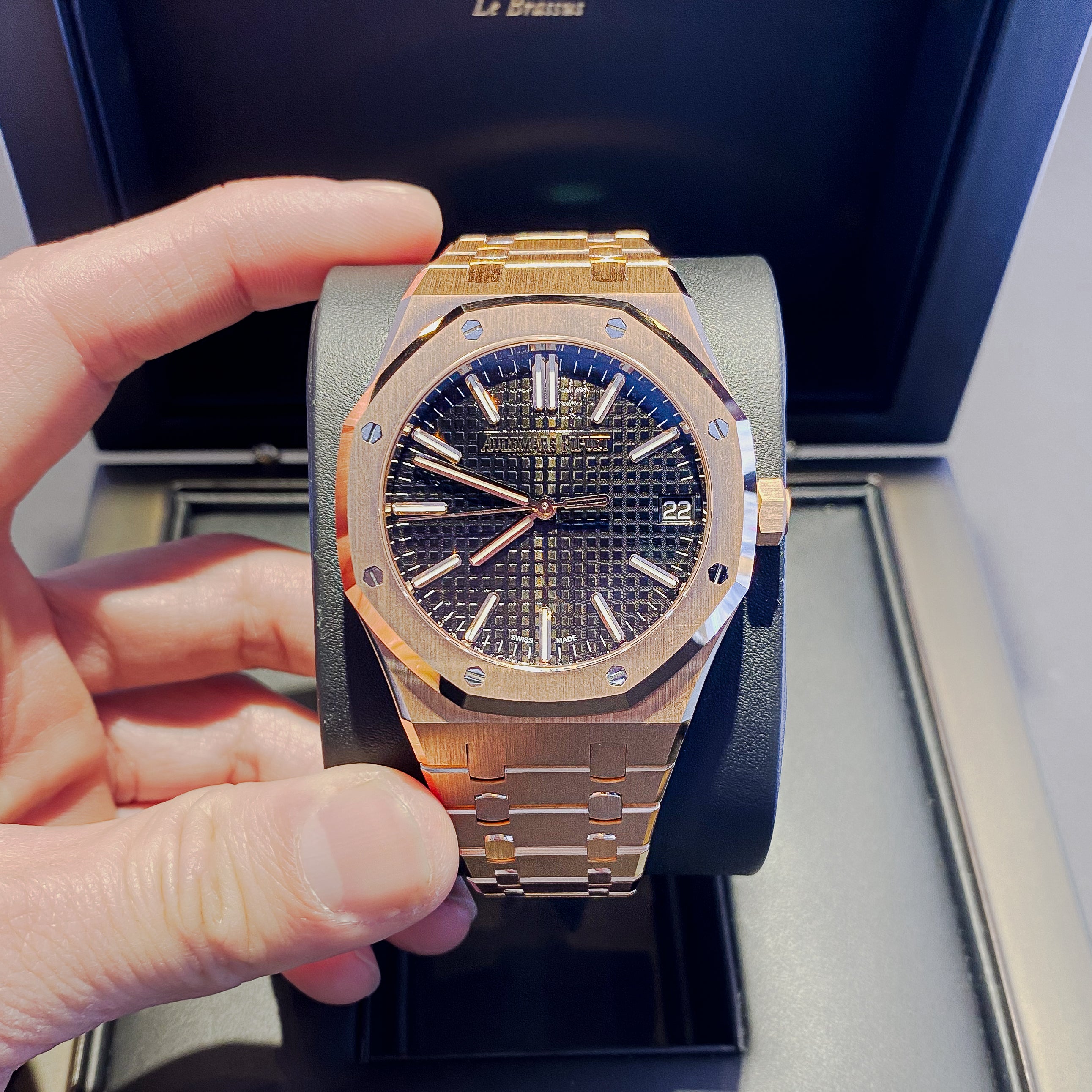 Audemars Piguet Royal Oak 41mm RG Black Dial Stick Markers 2023 Ref 15 ...