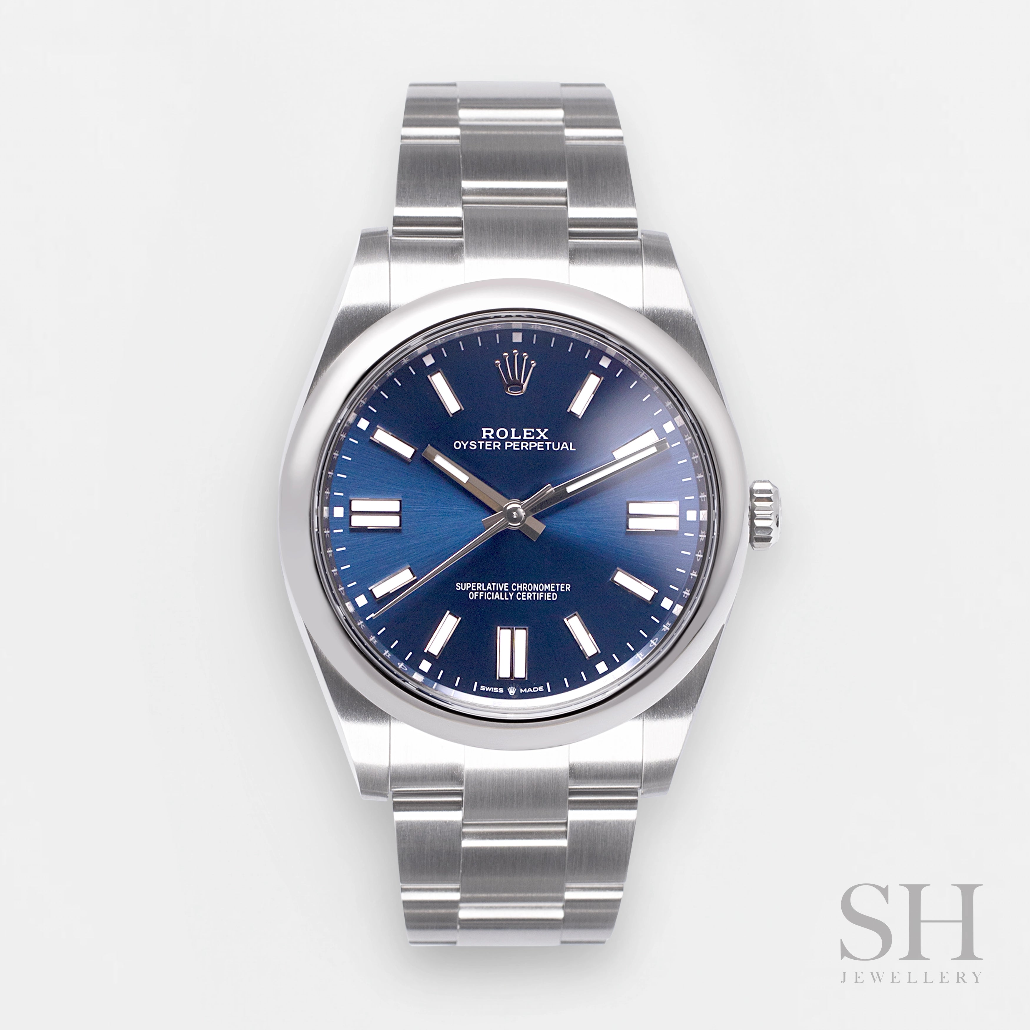 Rolex Oyster Perpetual41 41mm Steel Blue Dial Stick Markers 2025 Ref m ...