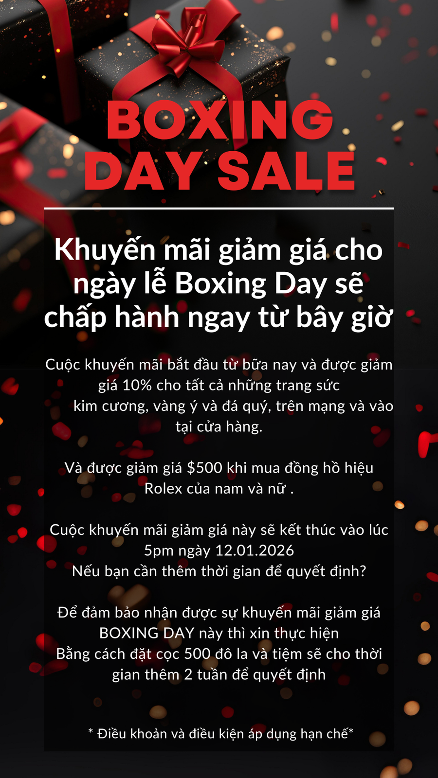 Boxing Day Jewellery and Rolex Watches sale | SH Jewellery