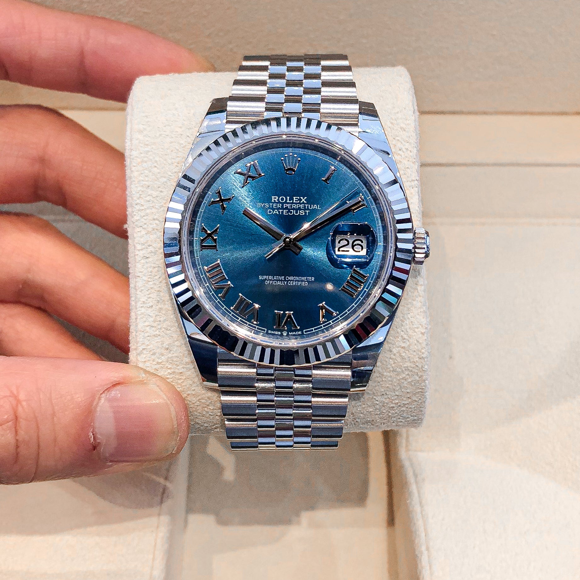 Rolex Datejust41 Steel white Gold Azzurro Blue Dial 2024 – SH Jewellery