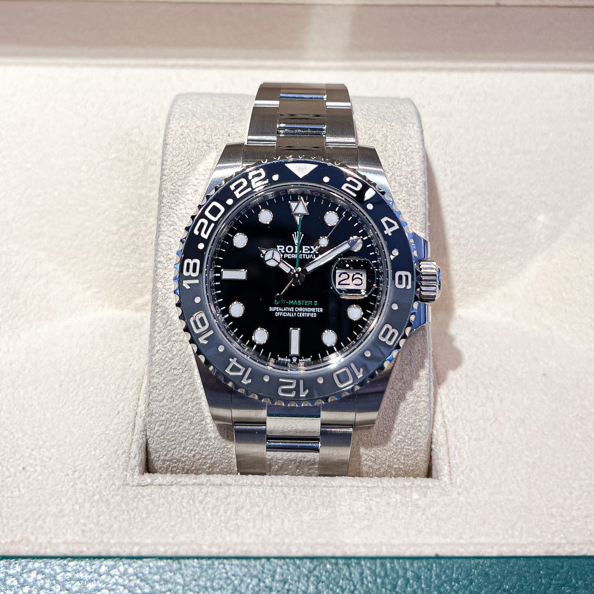 Rolex GMT-Master II 40mm 'Bruce Wayne' Steel Black Dial Button Markers ...