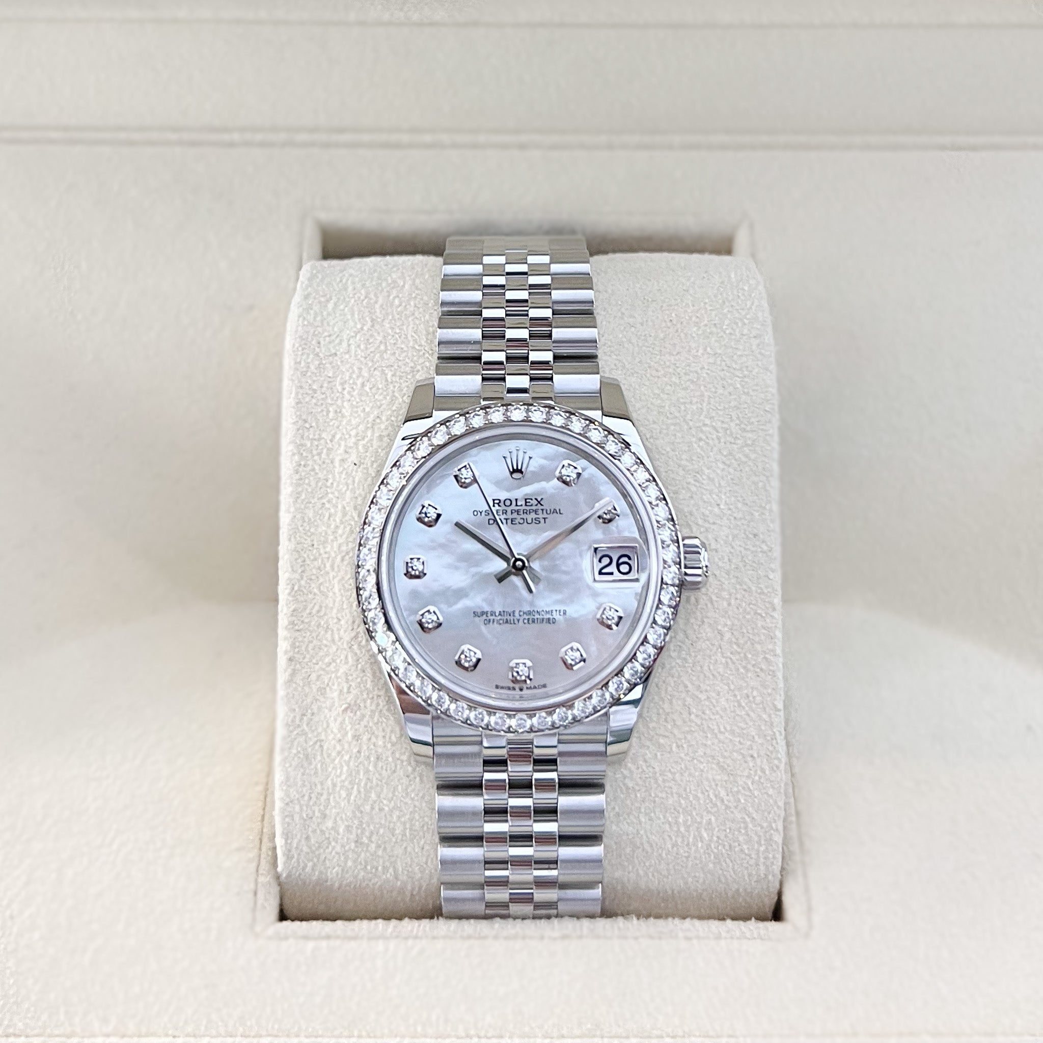Rolex Datejust31 31mm Steel/WG MOP Dial Diamond Markers 2024 Ref m2783 ...