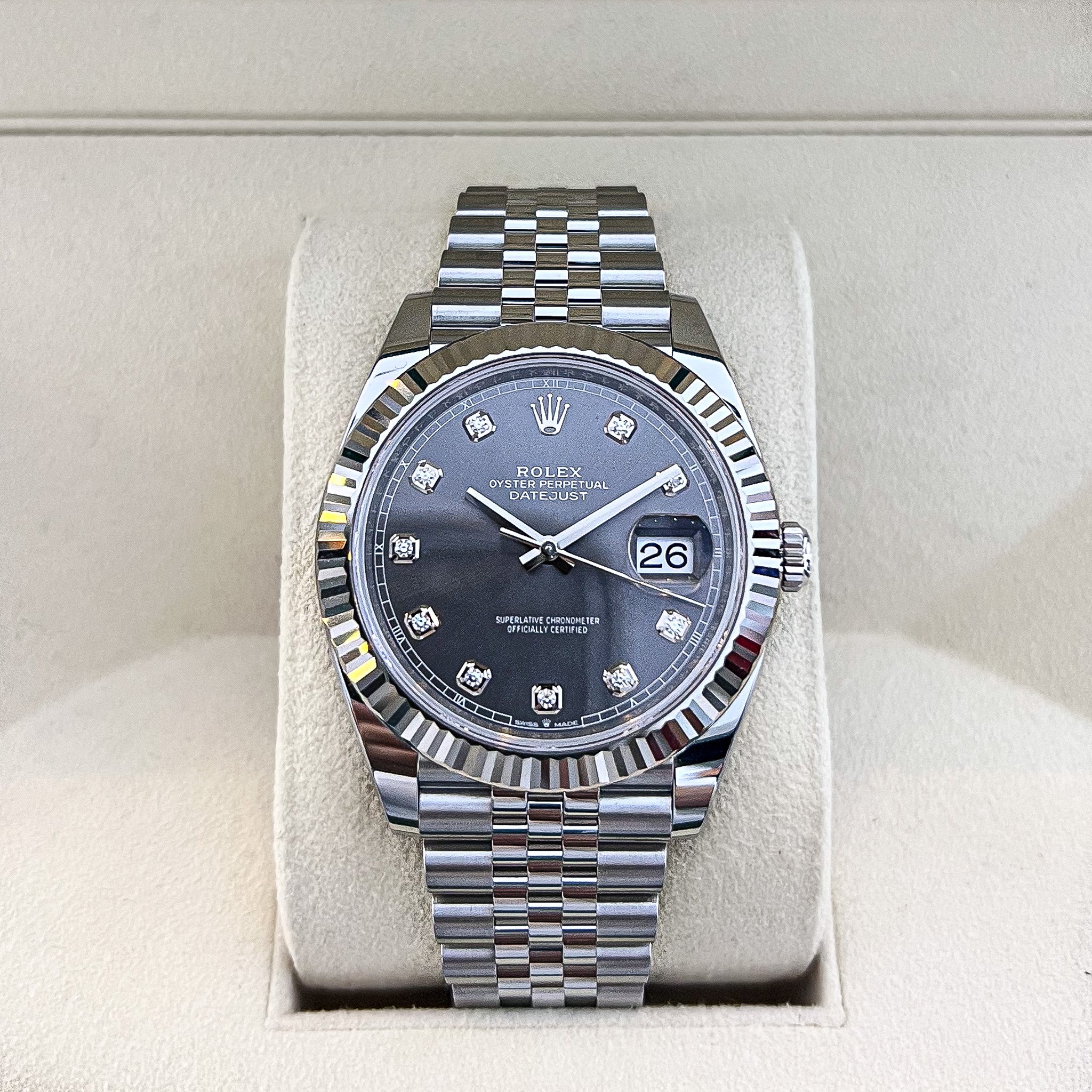 Rolex Datejust41 41mm Steel/WG Slate Dial Diamond Markers 2024 Ref m12 ...