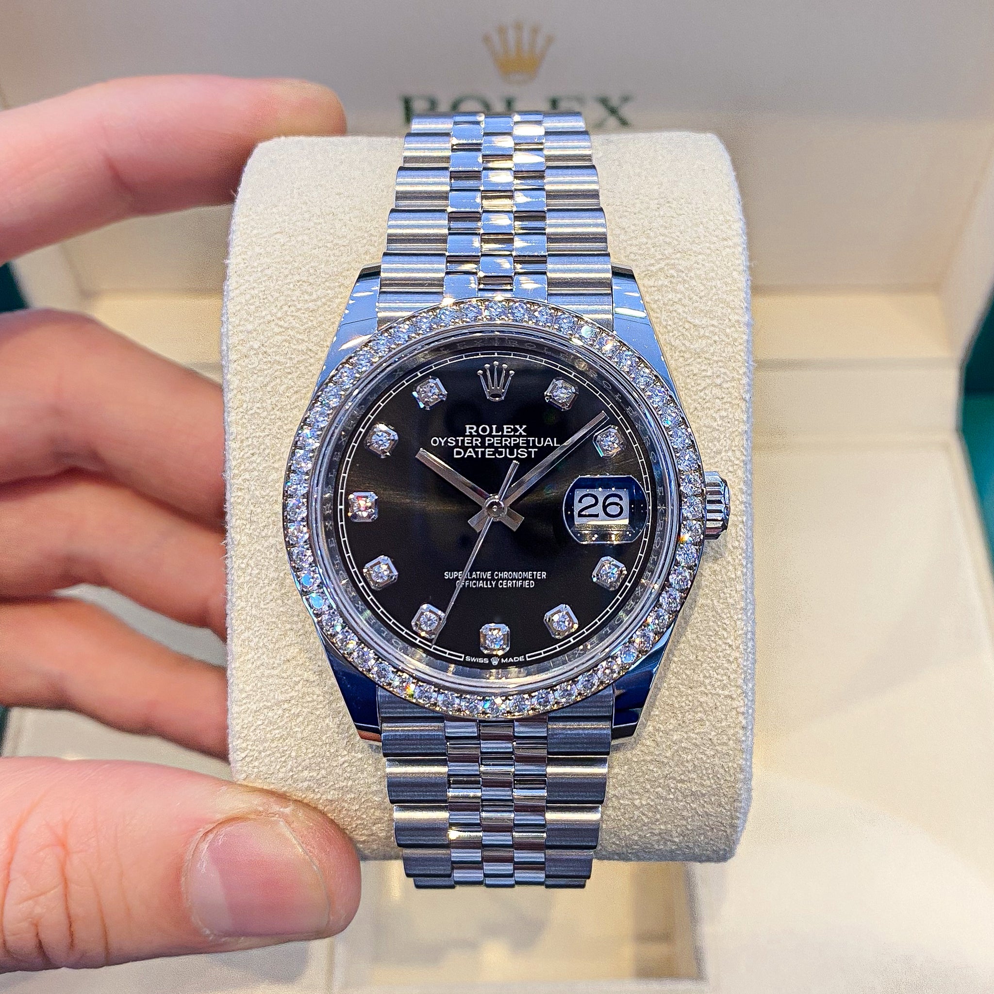 Rolex Datejust36 36mm Steel/WG Black Dial Diamond Markers 2024 Ref m12 ...