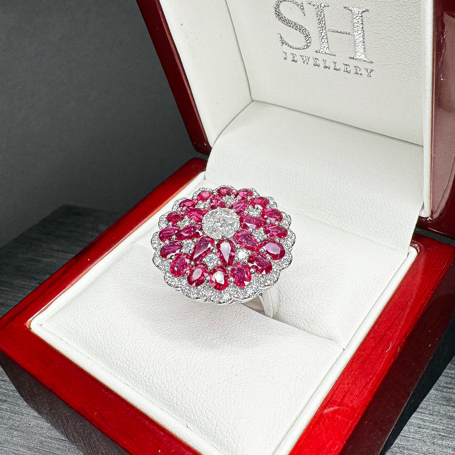 Ruby and Diamond Hemisphere Dress Ring - W1004 – SH Jewellery