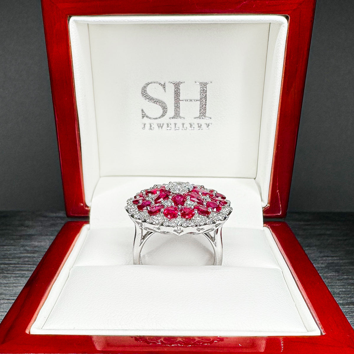 Ruby and Diamond Hemisphere Dress Ring - W1004 | SH Jewellery