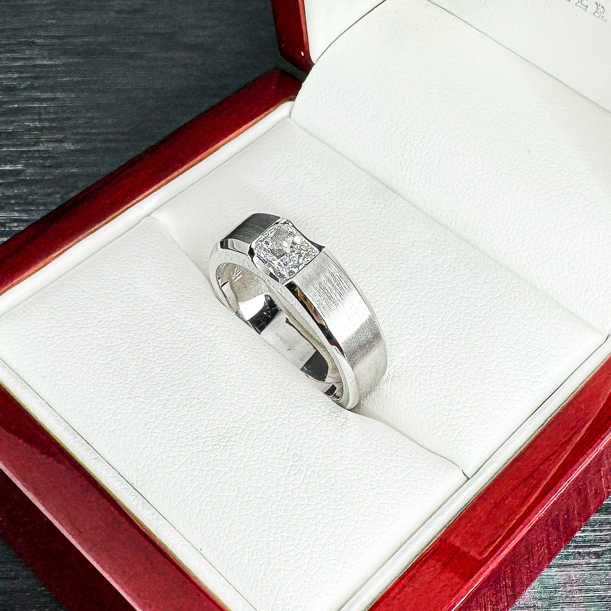 Sideways Radiant Cut Diamond Band with Bevelled Edges (Satin Finish ...