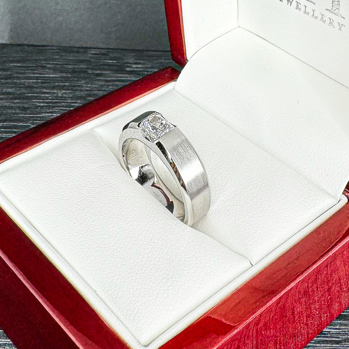 Sideways Radiant Cut Diamond Band with Bevelled Edges (Satin Finish ...