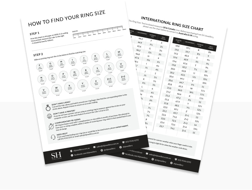 Free Printable Ring Size Chart & Australian Ring Size Guide – SH Jewellery