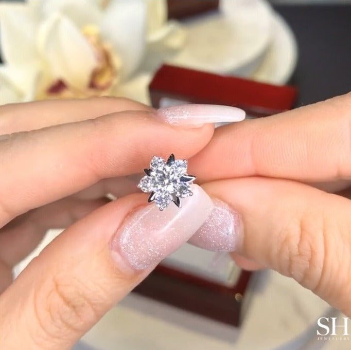 Star Shaped Diamond Earrings with 5-Point Design | SH Jewellery