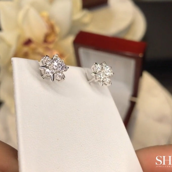Star Shaped Diamond Earrings with 5-Point Design | SH Jewellery