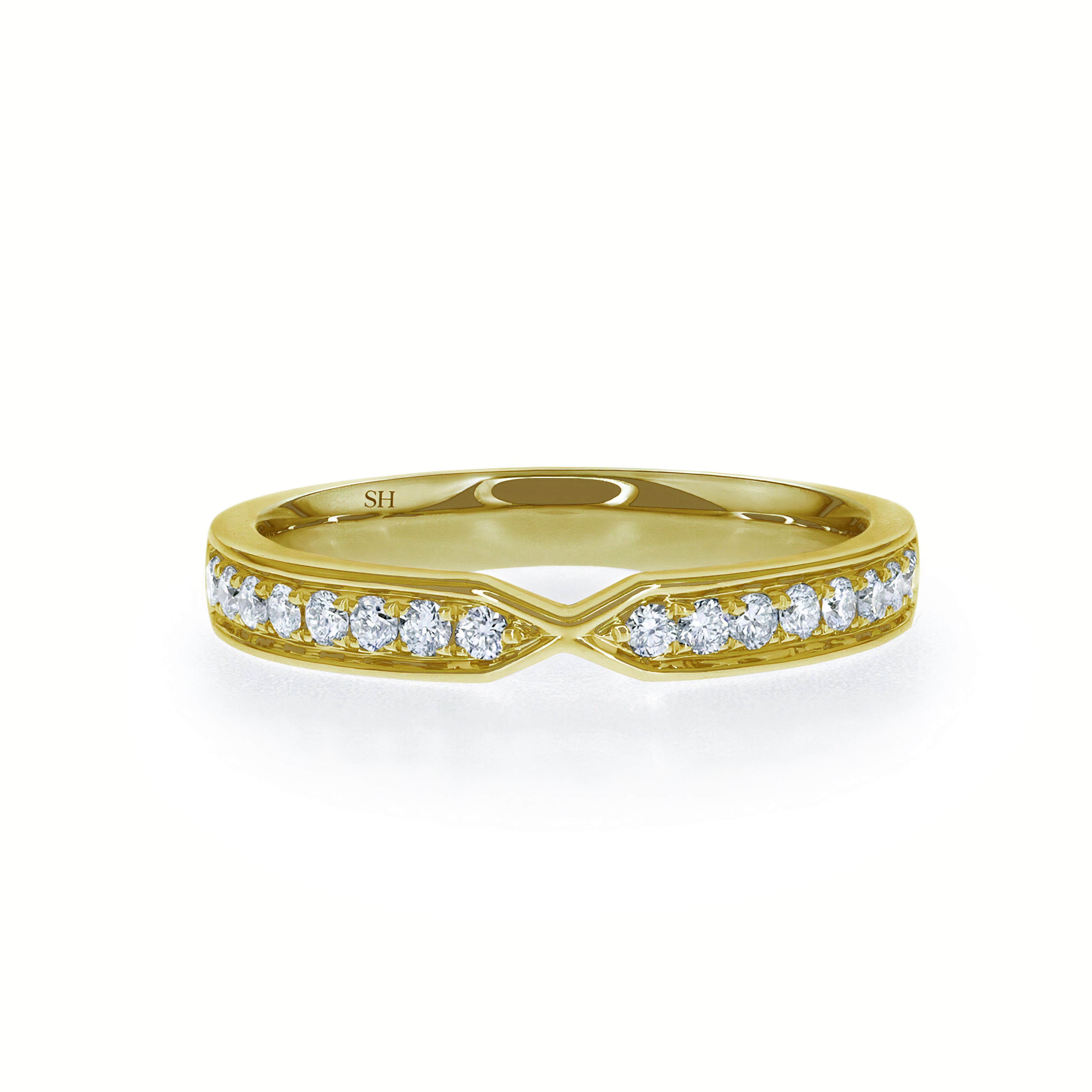 Medium width pinched centre grain set band | SH Jewellery