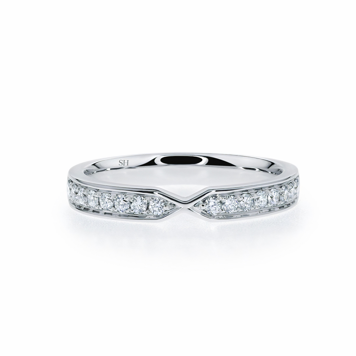 Medium width pinched centre grain set band | SH Jewellery