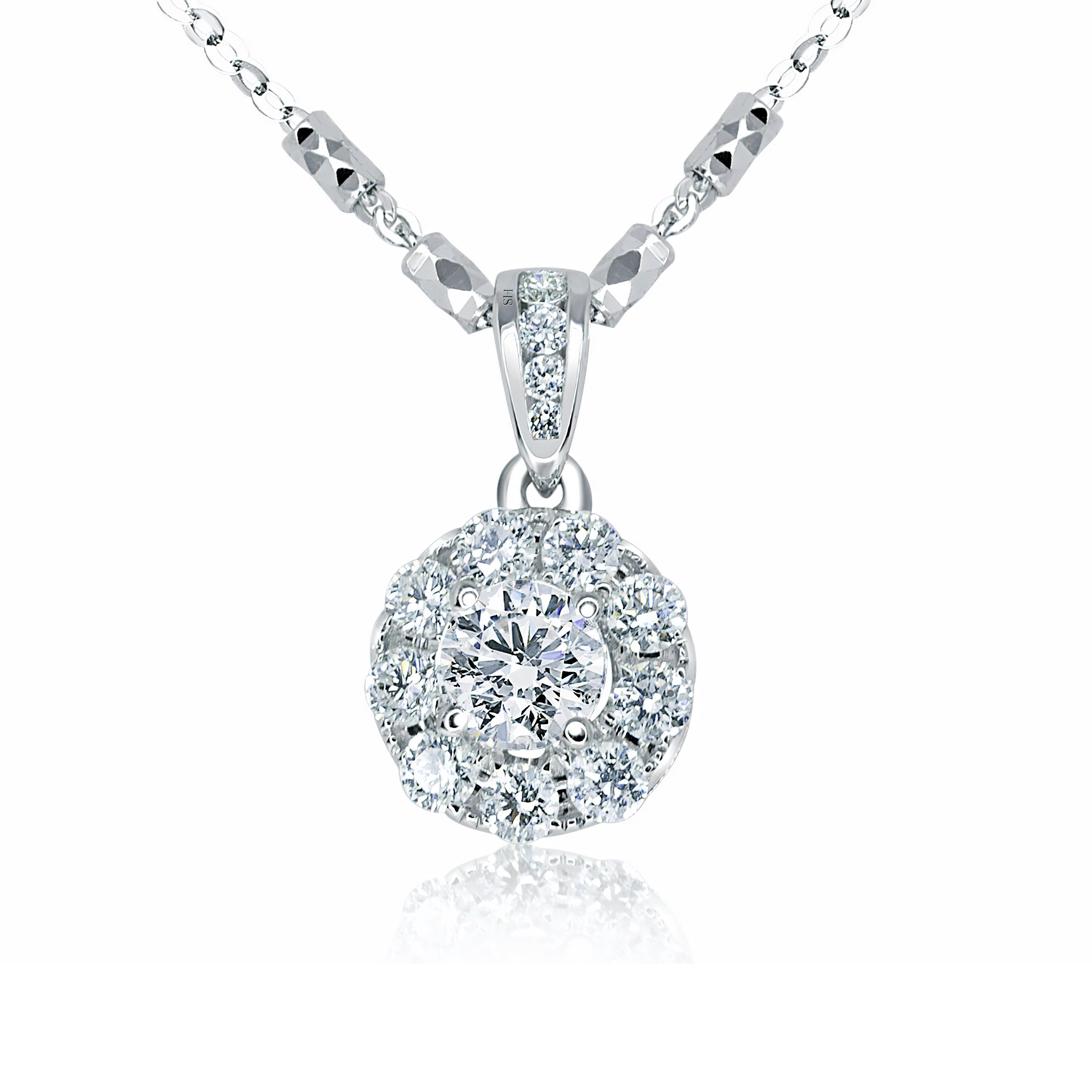 Classic Single Halo Diamond Pendant – SH Jewellery