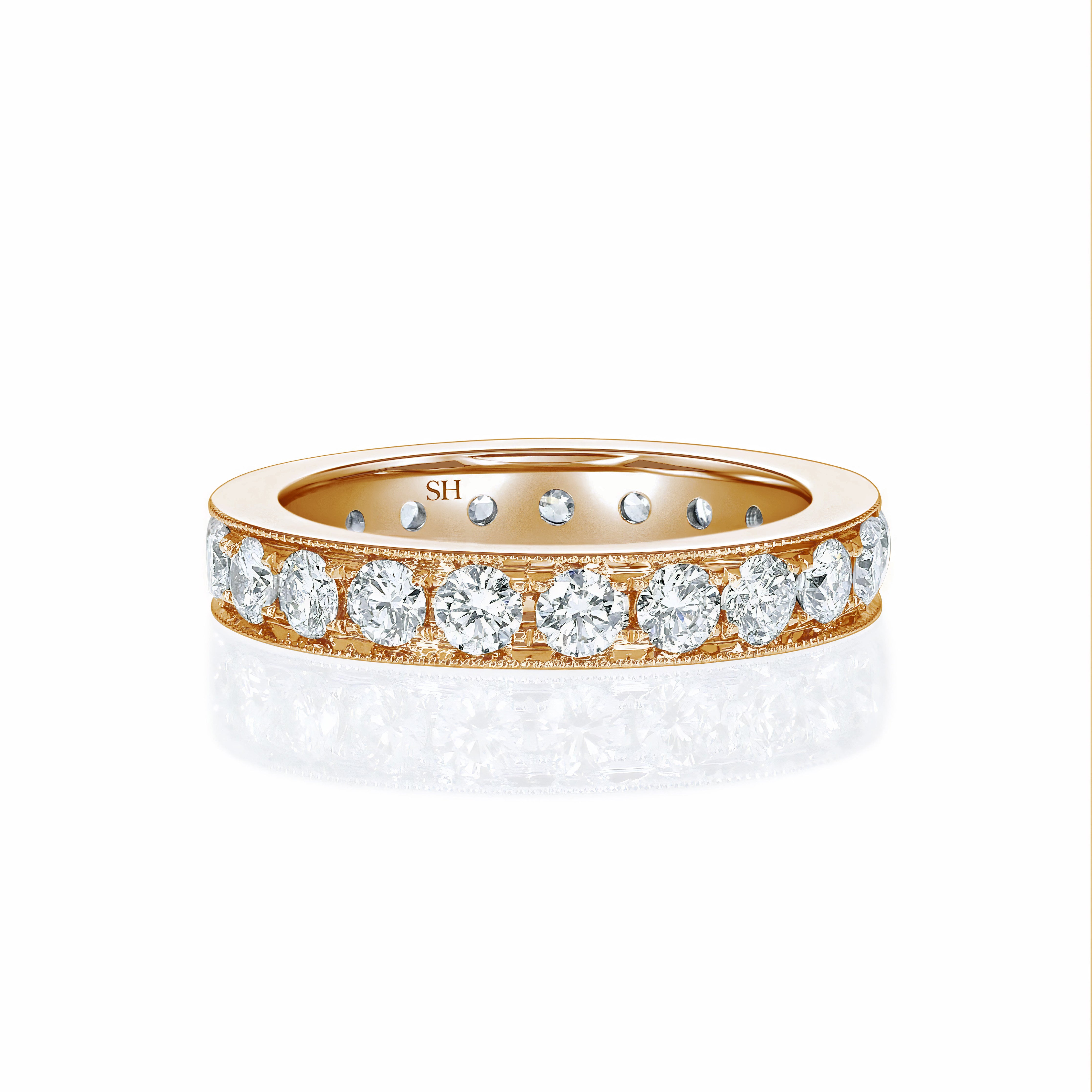 Grain Set Diamond Eternity Band With Milgrain Detail (3.5mm) – SH Jewellery