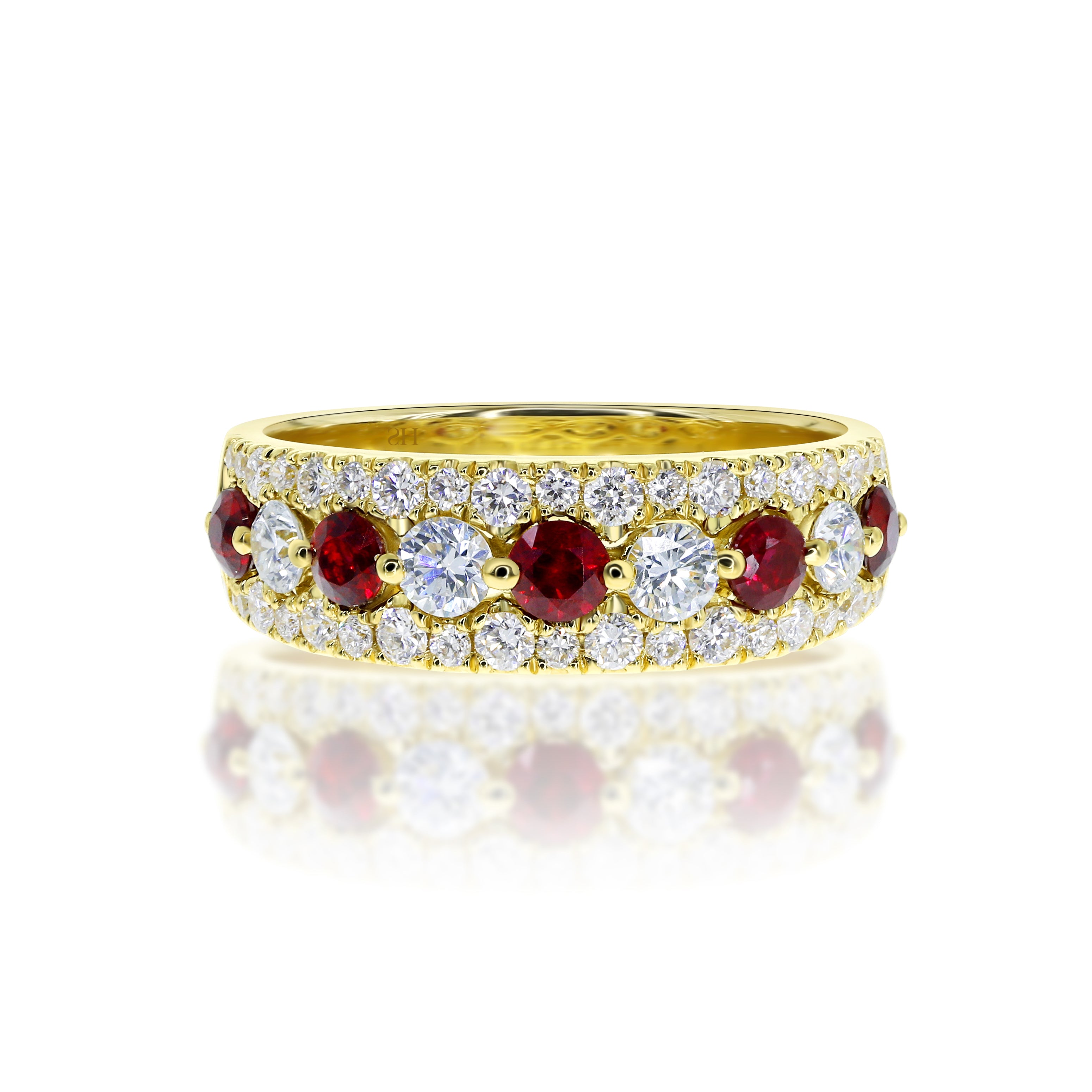 Brilliant-Cut Ruby Steps with Pavé-Set Trim YG 6.5mm - W0831 – SH Jewellery