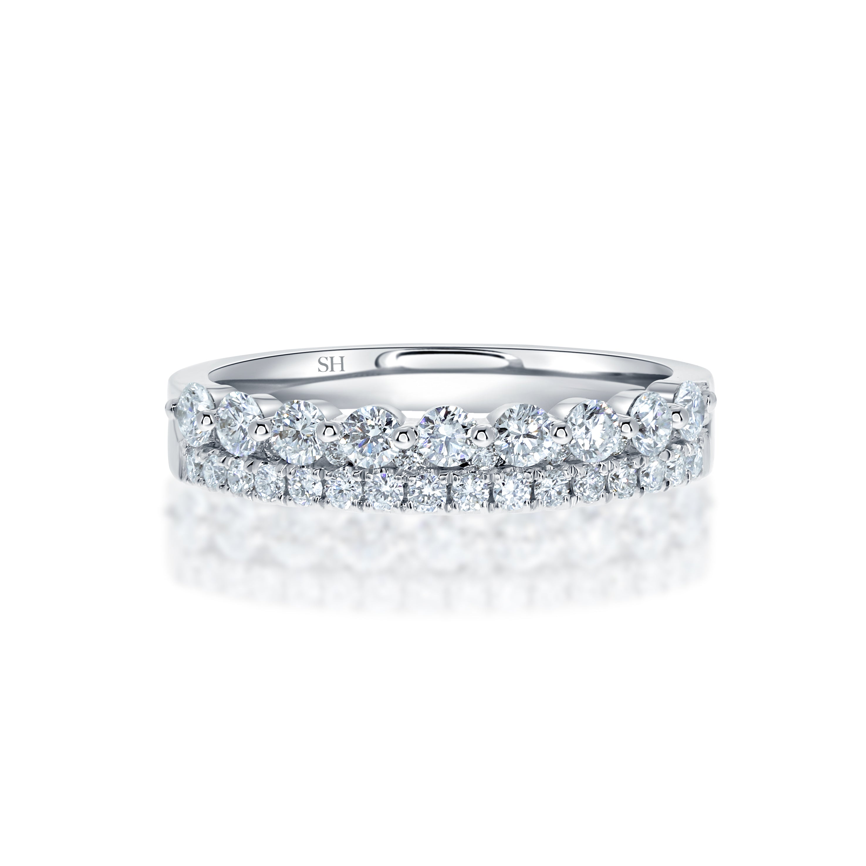 2-Row Pavé & Prong-Set Diamond Band – SH Jewellery