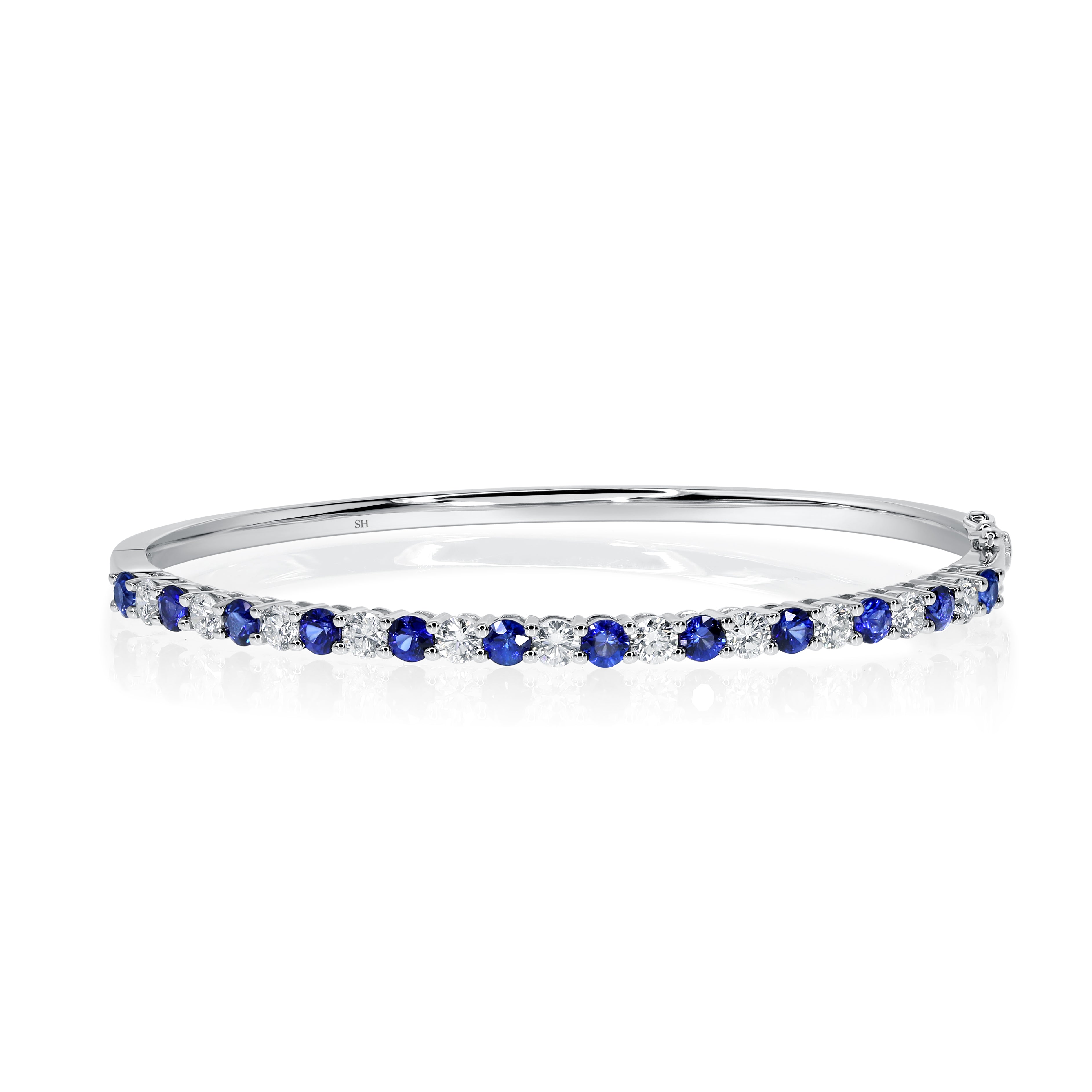 Blue Delight Diamond and Sapphire Tennis Bangle – SH Jewellery