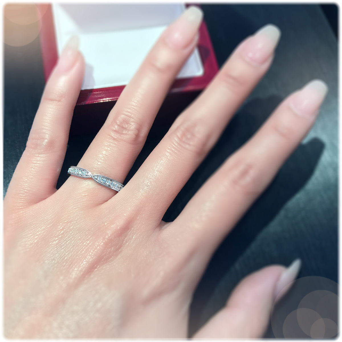 Medium width pinched centre grain set band | SH Jewellery